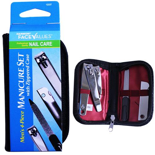 Wholesale Z4PC MENS MANICURE SET WITH ZIPPERED CASE - GLW