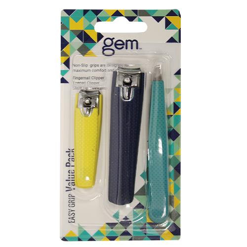 Wholesale Z3PK EASY GRIP NAIL CLIPPER & TWEEZER GEM 7-63G - GLW