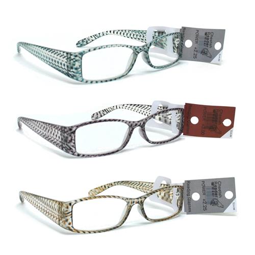 Wholesale Snake Skin DesignPlastic Reading Glasses ast Power - GLW