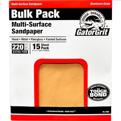 Wholesale z15pk 9x11" SANDPAPER 220 GRIT - GLW