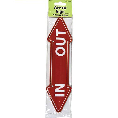 Wholesale "IN OUT" Arrow Sign Metal Magnet 2" X 7.75" - GLW