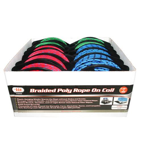 Wholesale 1/4"" X 66' Braided Poly Rope On Coil - GLW