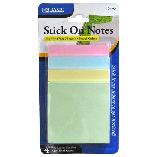 Wholesale Stick On Notes - Pastel - Office - School - Bazic - GLW
