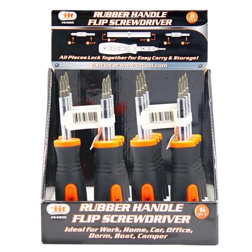 Wholesale 6 in 1 Rubber Handle Flip Screwdriver - GLW