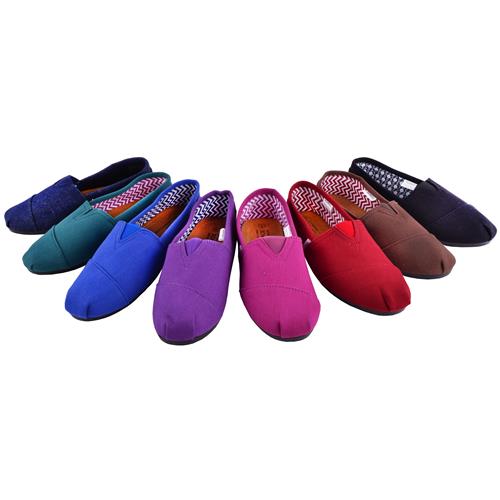 Wholesale Tom's-look Ladies Solid Canvas Shoe Assorted Color - GLW