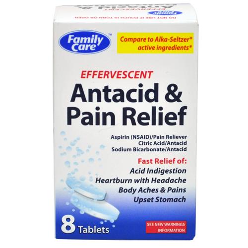 Wholesale Family Care Effervescent Antacid & Pain Relief Tab - GLW