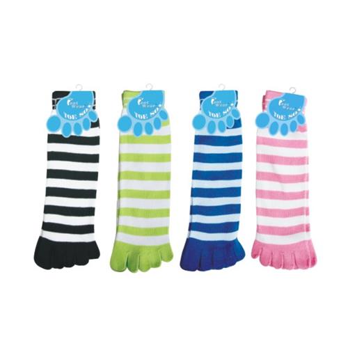 Wholesale Toe Socks Adult 2 Tone Striped Assorted - GLW