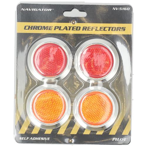 Wholesale Z4PK RED/AMBER CHROME PLATED REFLECTORS SELF ADHESIVE - GLW